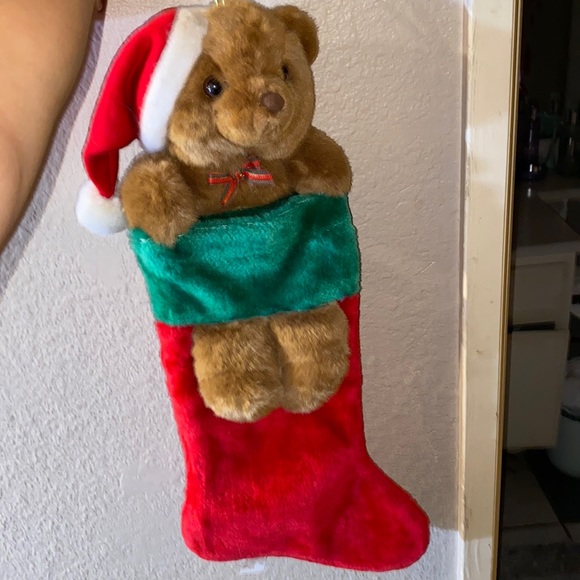 Chosun | Holiday | Sold Vintage Christmas Stocking Plush Teddy Bear 3d ...